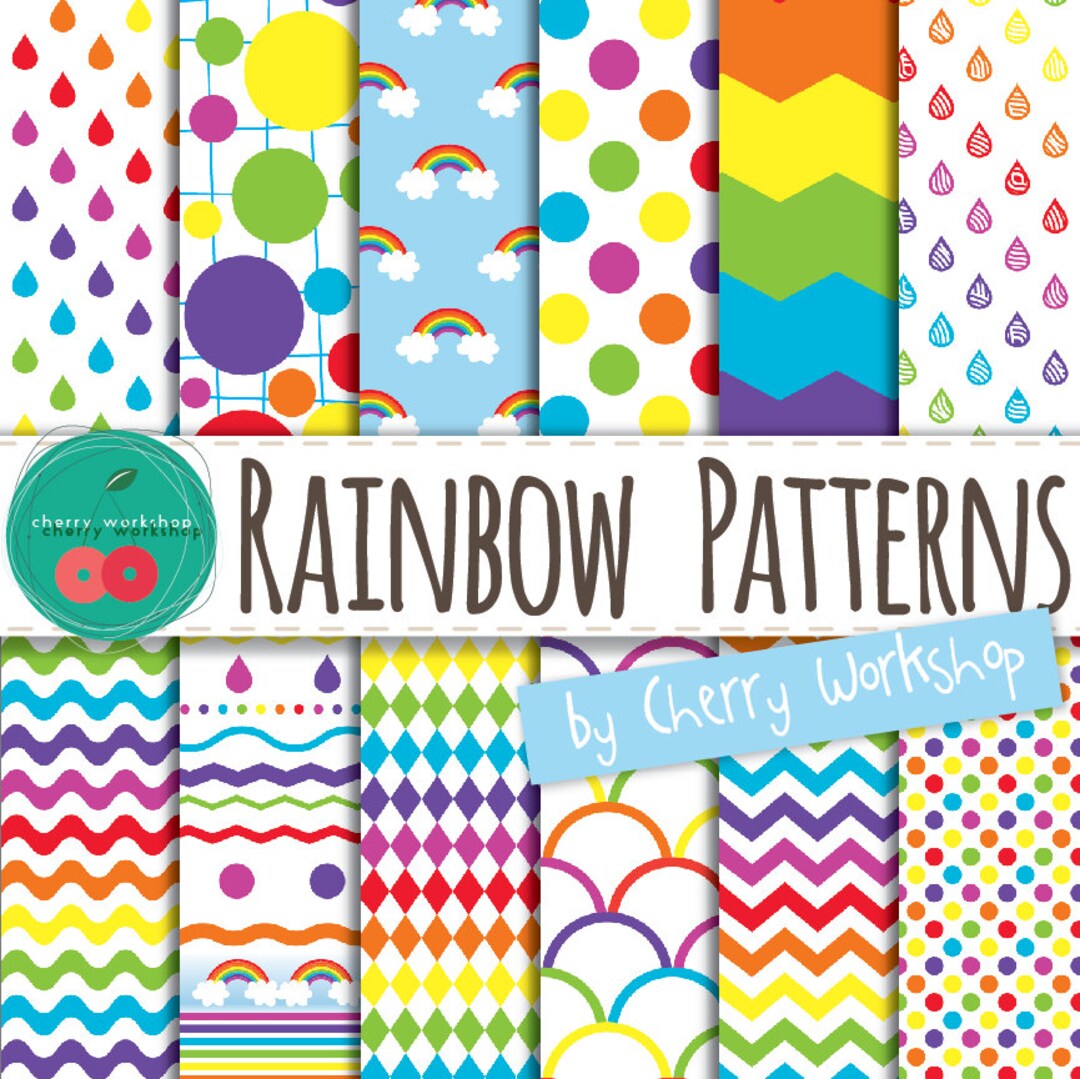 Rainbow Digital Paper Pack "rainbow Patterns" Scrapbook Collage Sheets ...