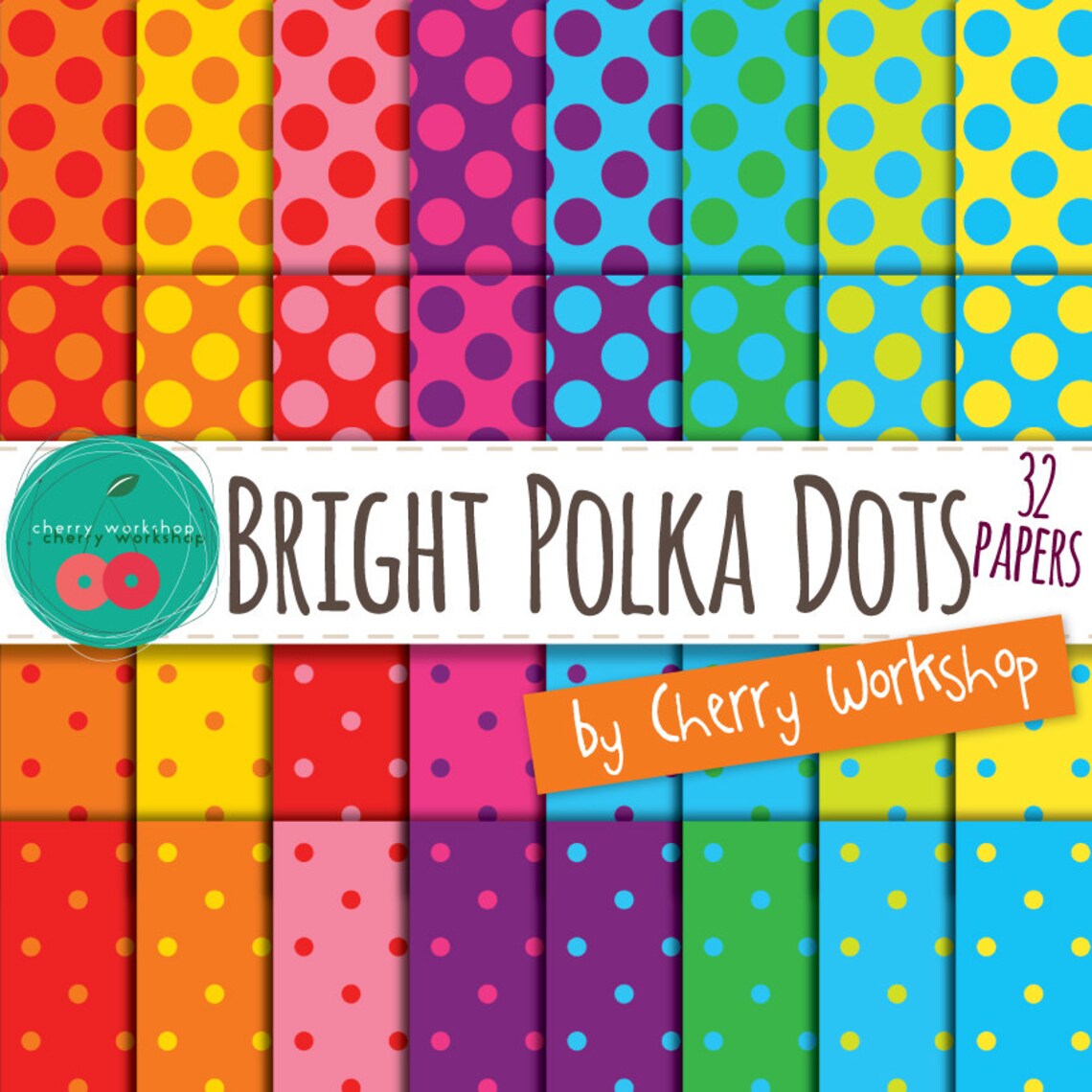 Polka Dot Digital Paper bright Polka Dot 32 Small Polka Dots, Big Polka ...