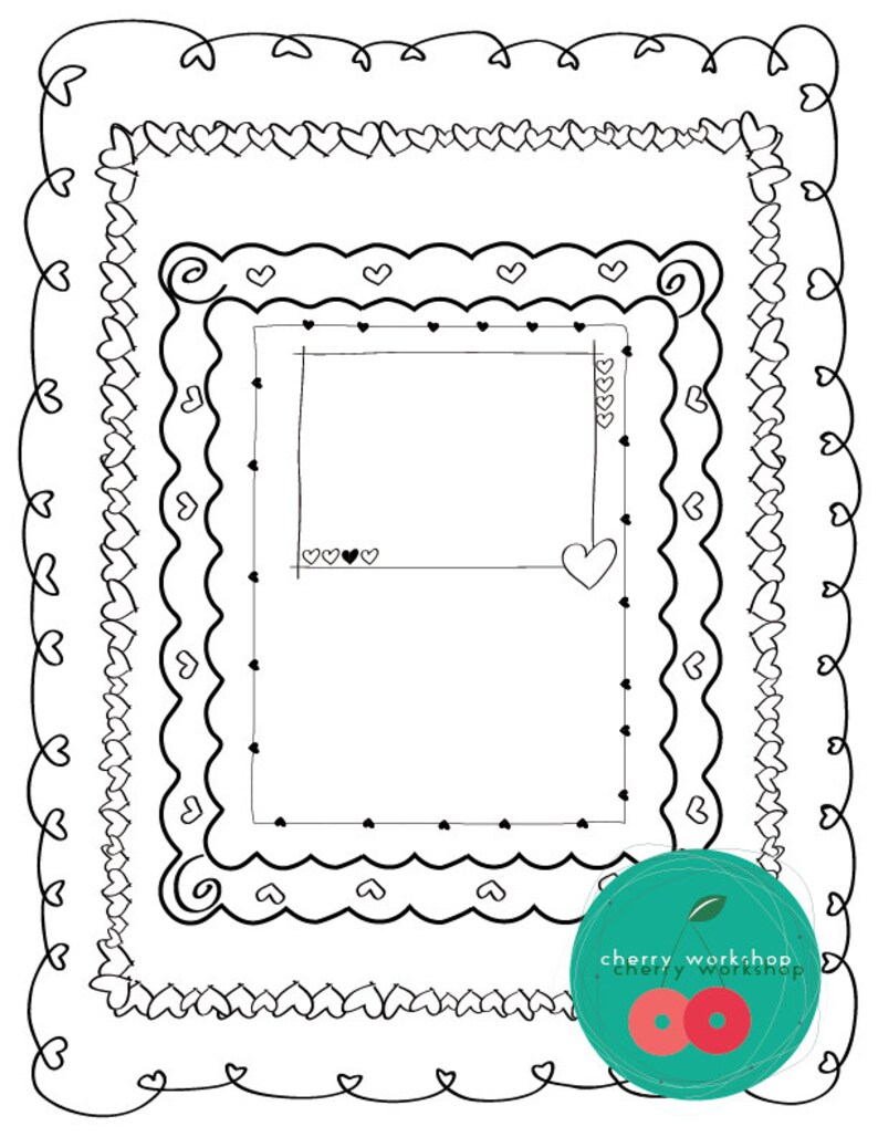 Doodle Borders hearts Doodle Borders Perfect for Scrapbook, Invitations ...