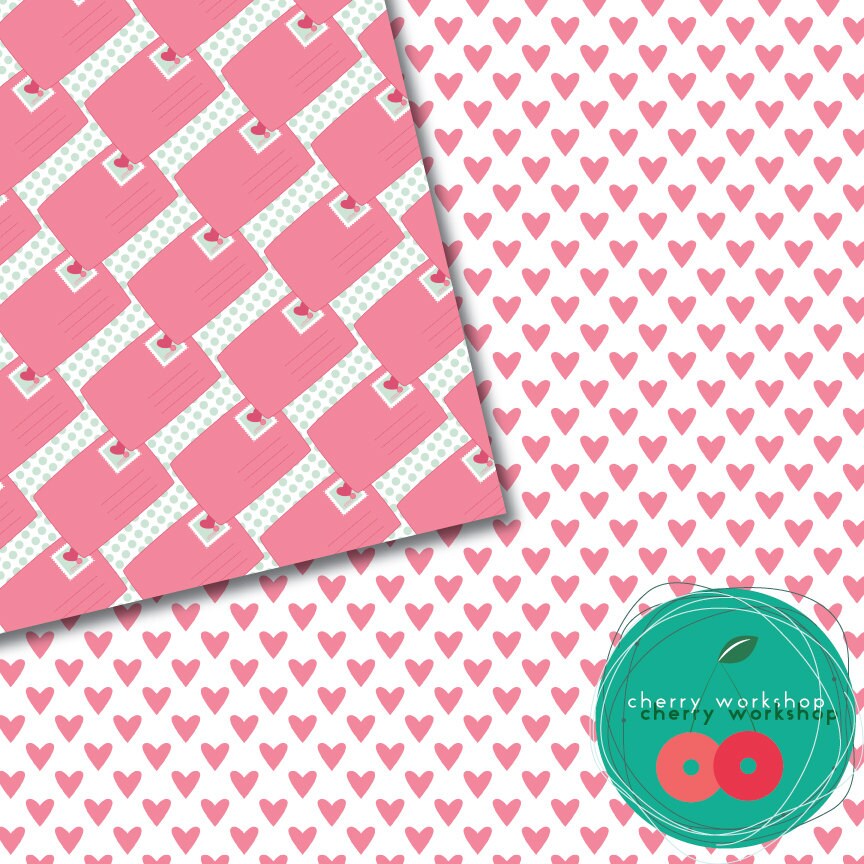 Valentines Day Digital Paper valentines Day Post - Etsy