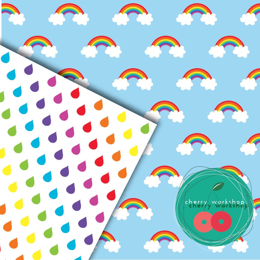Rainbow Digital Paper Pack rainbow Patterns - Etsy