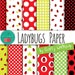 Summer Digital Paper "ladybugs Paper" Cute Spring or Summer Digital ...