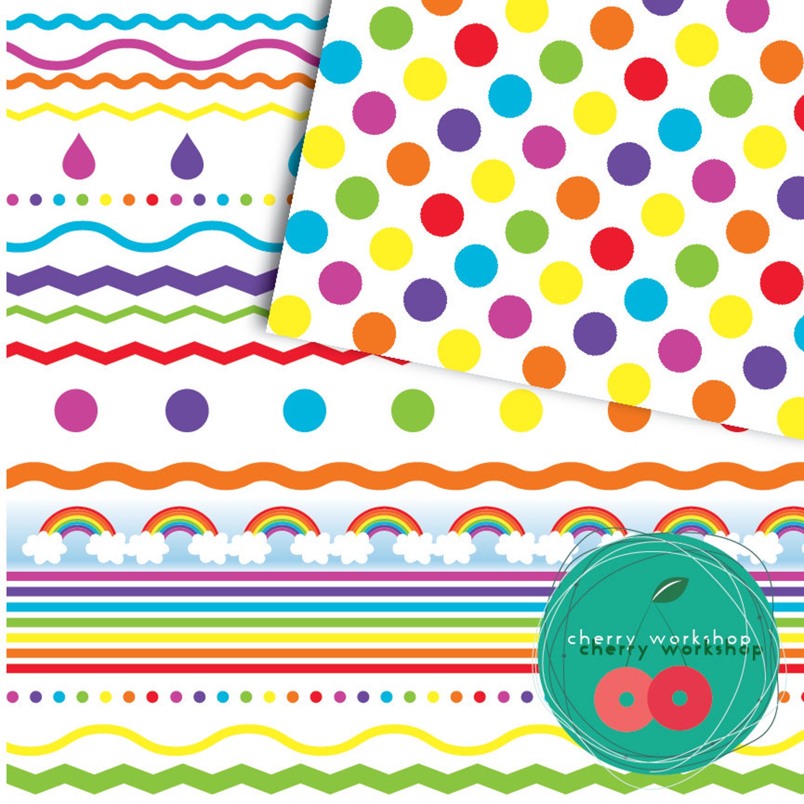 Rainbow Digital Paper Pack rainbow Patterns - Etsy