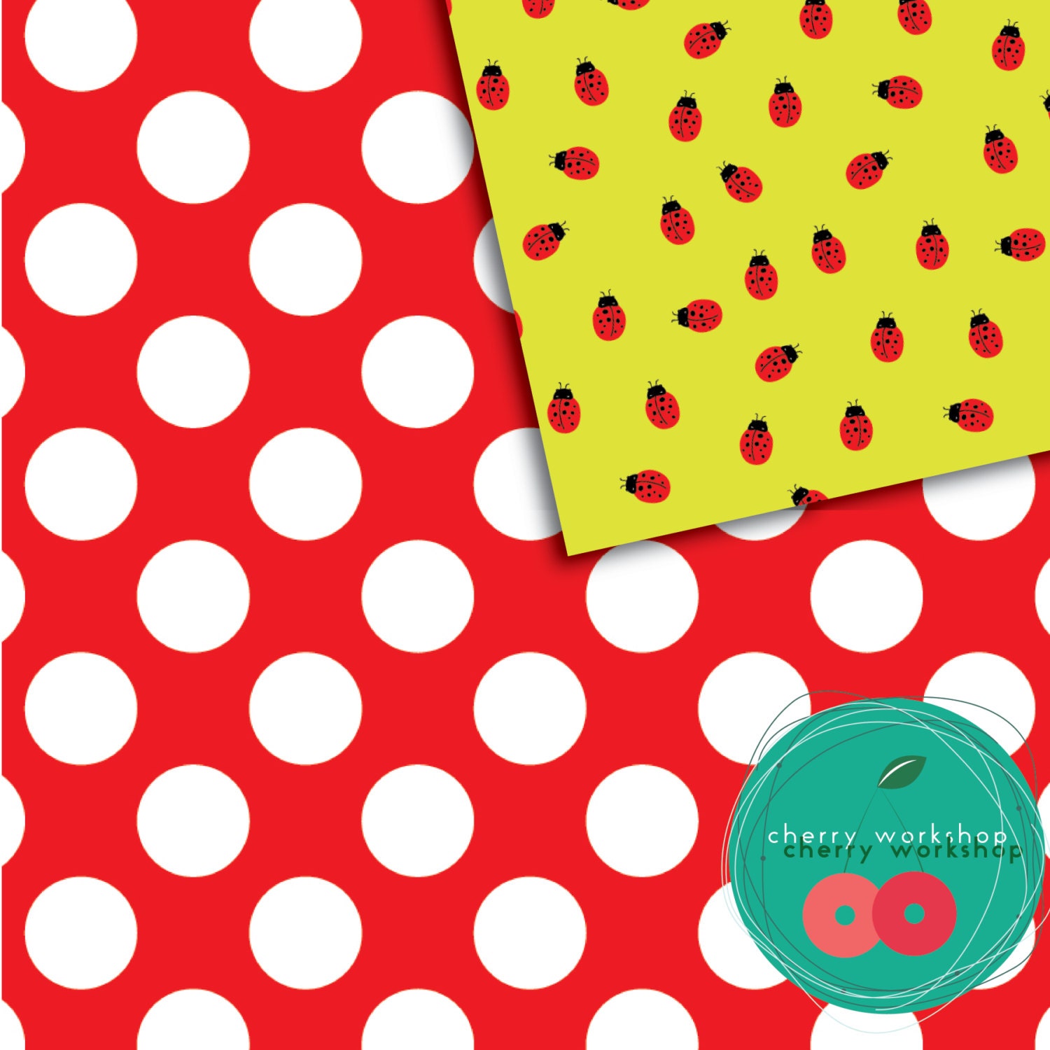 Summer Digital Paper ladybugs Paper Cute Spring or Summer Digital Paper ...