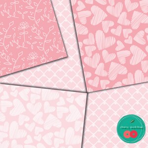 Valentines Day Digital Paper pink Doodlesscrapbook Paper, Digital Paper ...