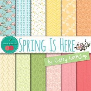 Pastel Digital Paper spring is Here Floral Digital Paper Pack for ...