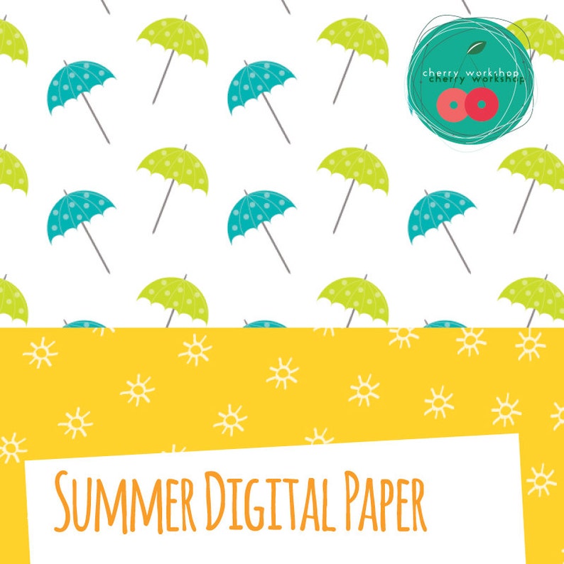 Summer Digital Paper "summer Digital Paper"- Beach Sea Sun Blue Yellow ...