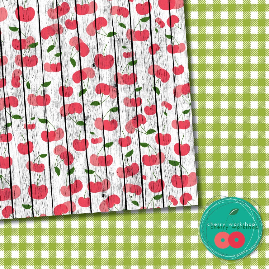 Cherry Digital Paper cherries Printable Paper, Scrapbooking, Pattern ...