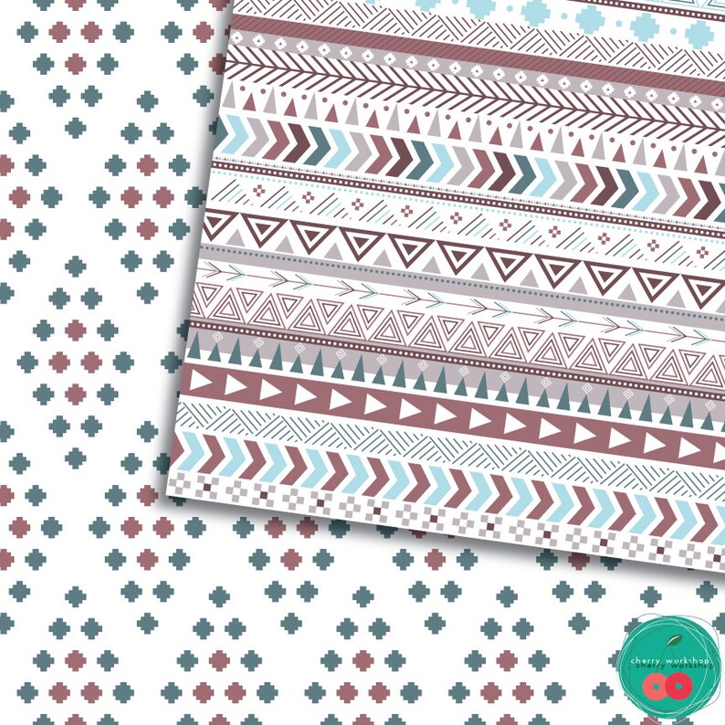 Tribal Digital Paper Pack earth Tribal Digital Paper Blue and Brown ...