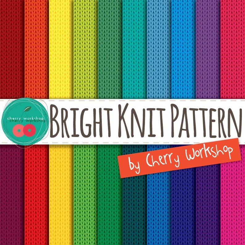 Knitted Digital Paper knit Brights Knitted Pattern Digital Paper Pack ...