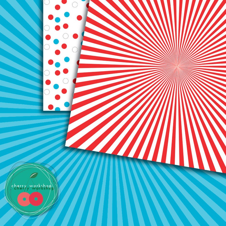 Cat in the Hat Dr Seuss Inspired Digital Paper cat Hat Digital Paper ...