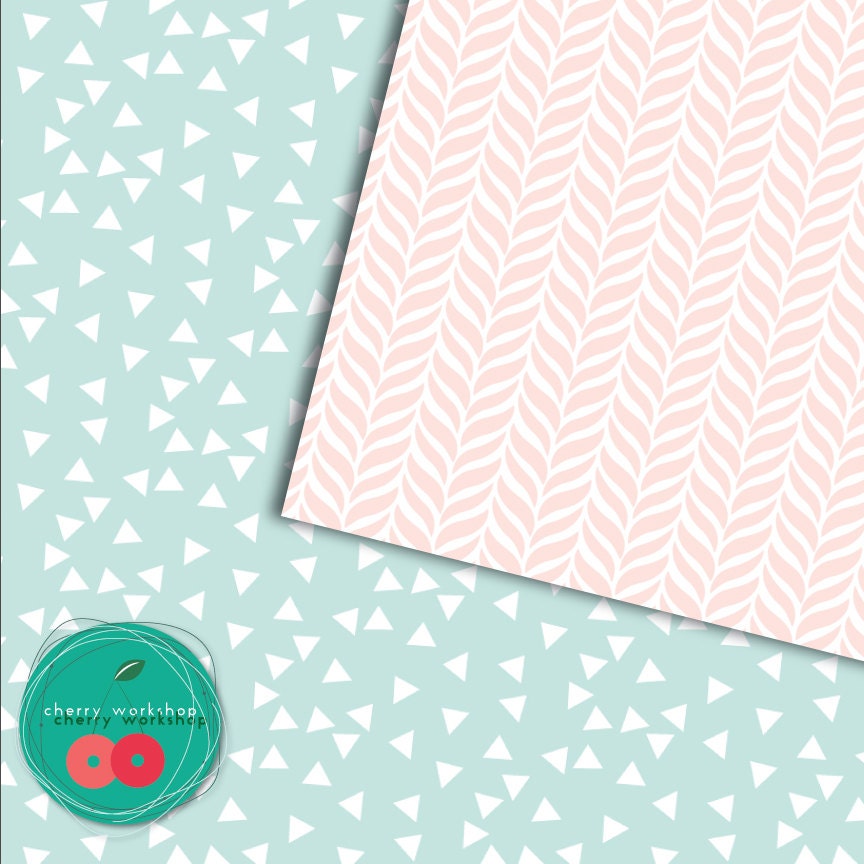 Valentines Day Digital Paper Mint and Peach Digital Paper mint and ...