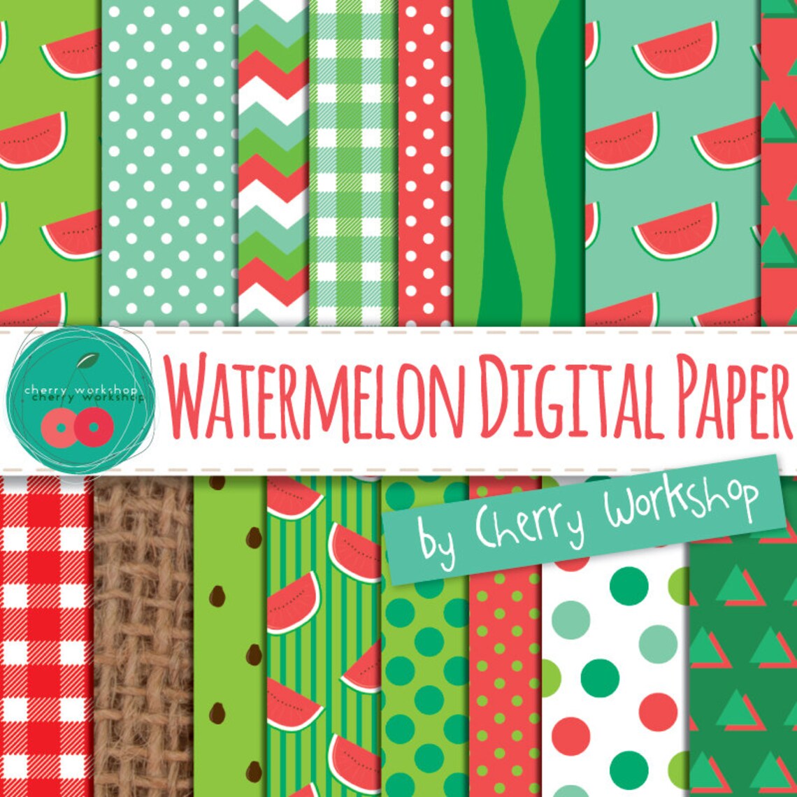 Watermelon Digital Paper - Etsy