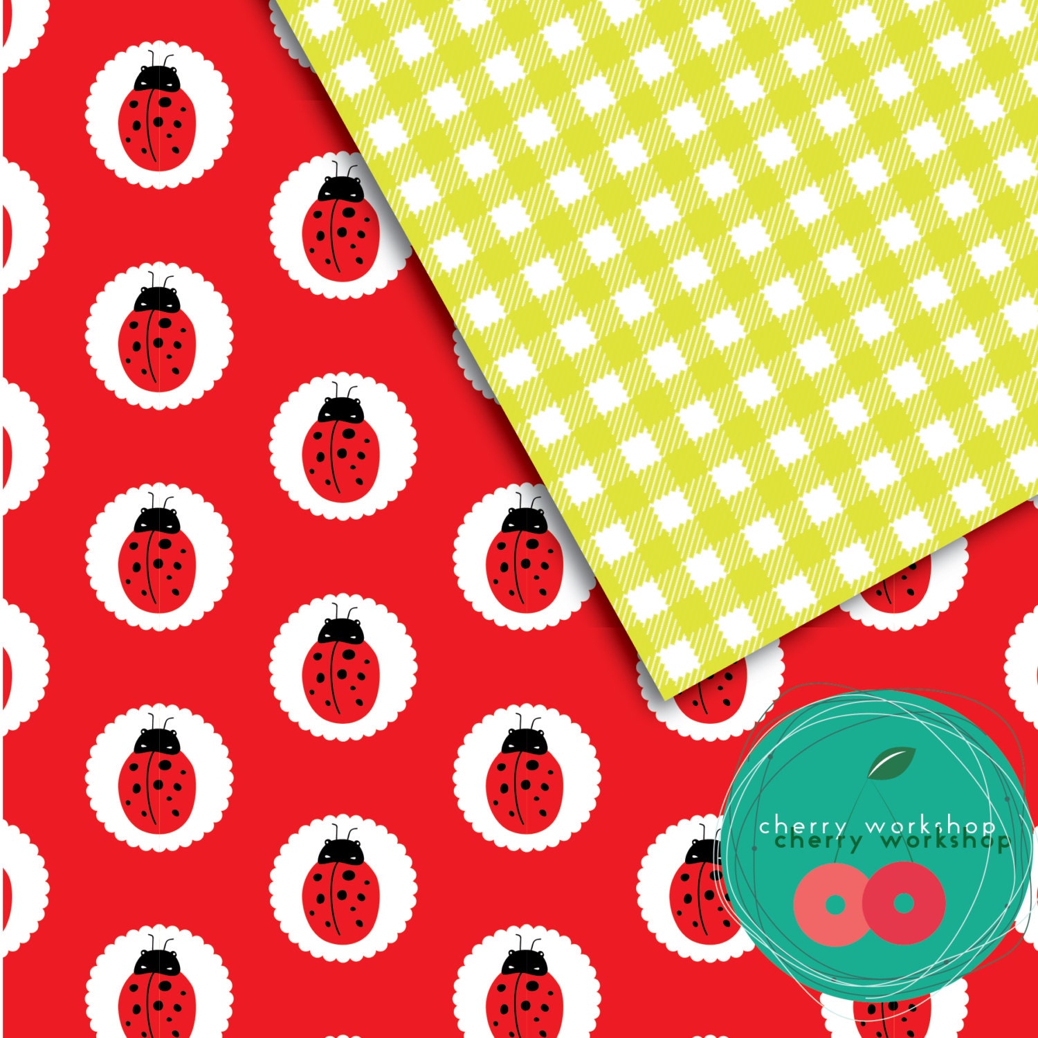Summer Digital Paper ladybugs Paper Cute Spring or Summer Digital Paper ...