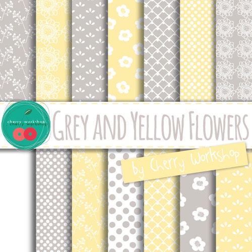 Digital Scrapbook Papers Personal and Commercial Use Yellow - Etsy