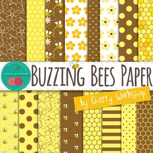Bee Digital Paper buzzing Bees Bees, Honeycombs, Flower Patterns, Polka ...