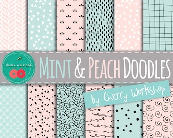 Doodle Digital Papers Boho Spring Rainbow Digital Paper Pack - Etsy