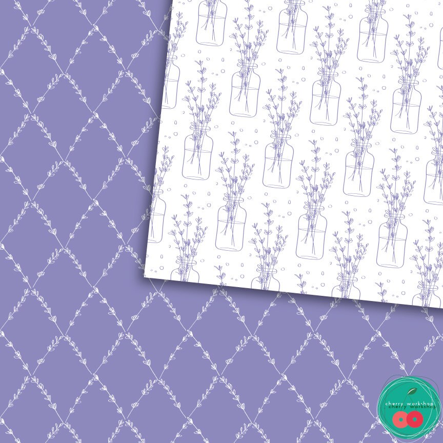 Lavender Digital Paper lavender Doodle Paper Floral Digital Paper Pack ...