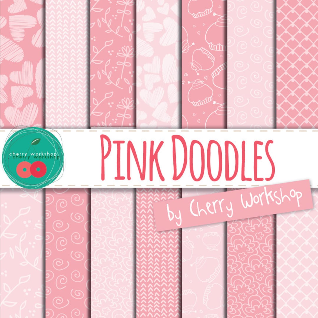 Valentines Day Digital Paper pink Doodlesscrapbook Paper, Digital Paper ...
