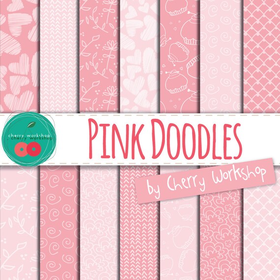 Valentines Day Digital Paper pink Doodlesscrapbook | Etsy