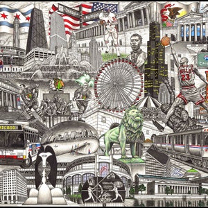 Drawing Dedicated to Chicago Landmarks and Sports. Includes Walter ...