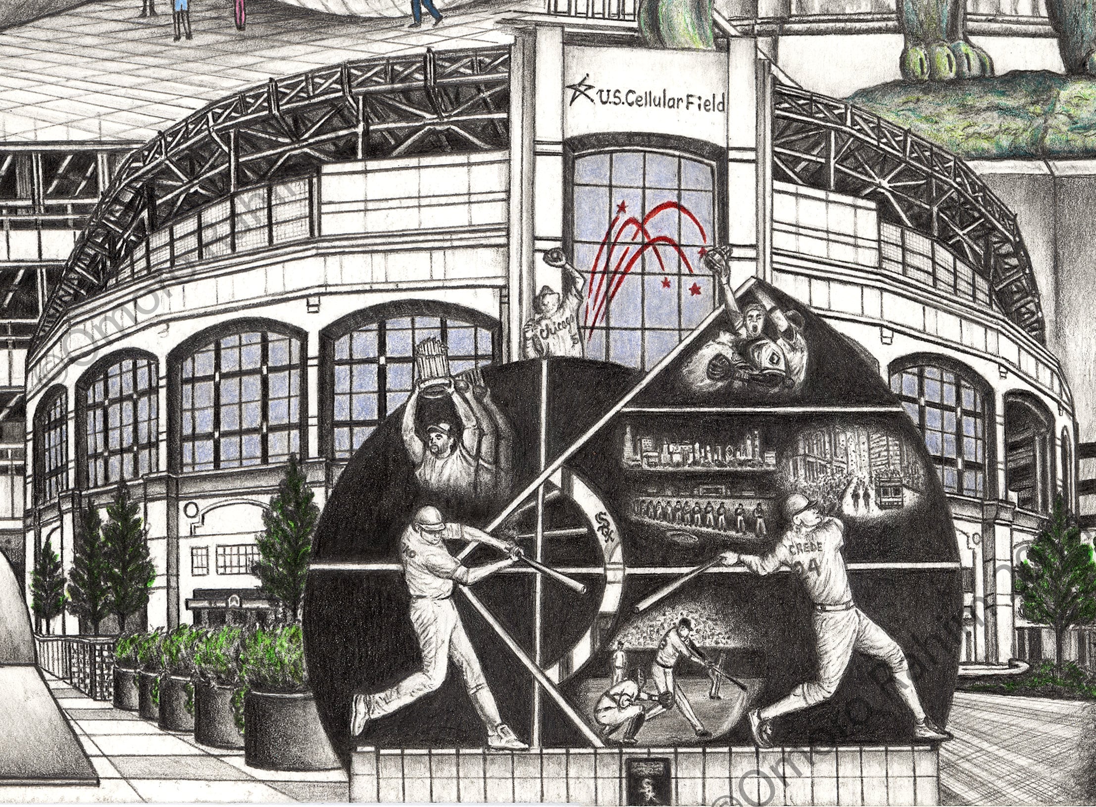 Drawing Dedicated to Chicago Landmarks and Sports. Includes Walter ...