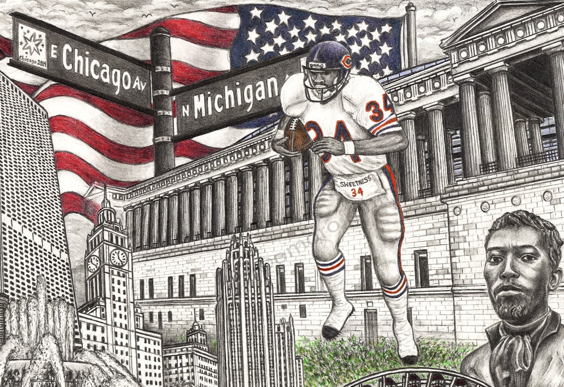Drawing Dedicated to Chicago Landmarks and Sports. Includes Walter ...