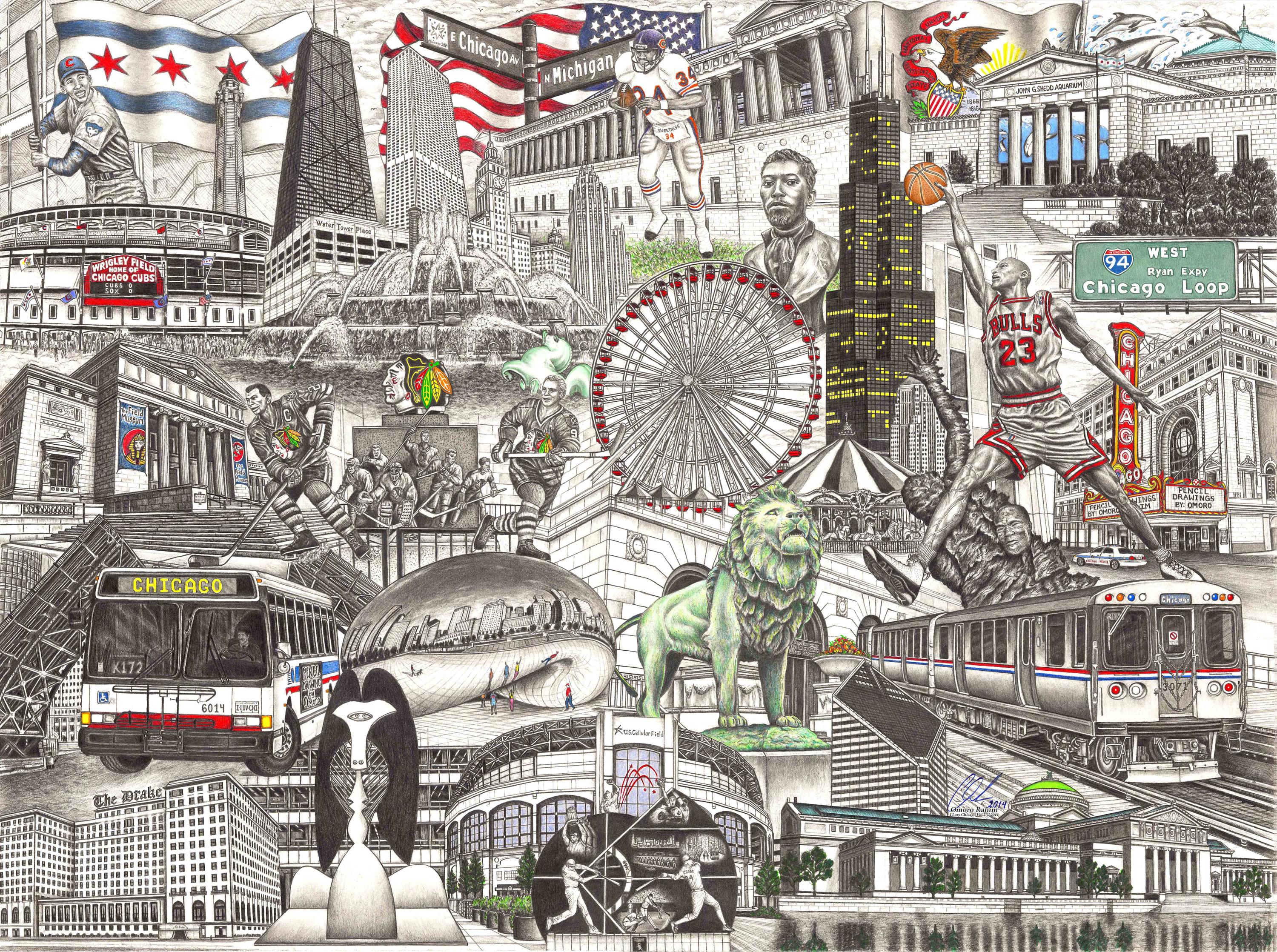 Drawing Dedicated to the Chicago Cubs, Chicago White Sox, Chicago ...