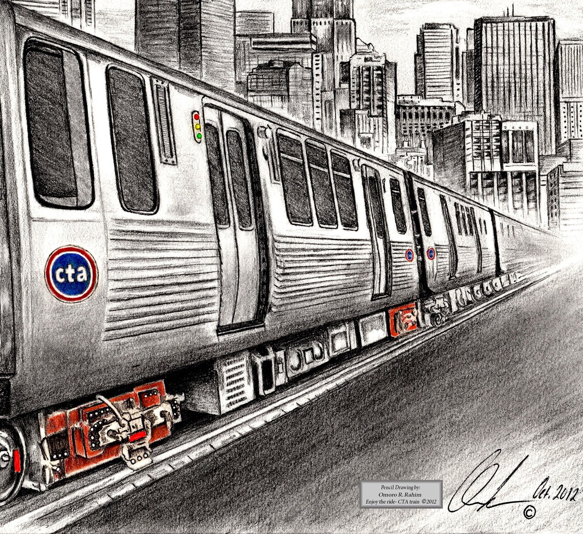 CTA Train Drawing- Direct From Artist- 18 X 24 Inch Print/lithograph - Etsy
