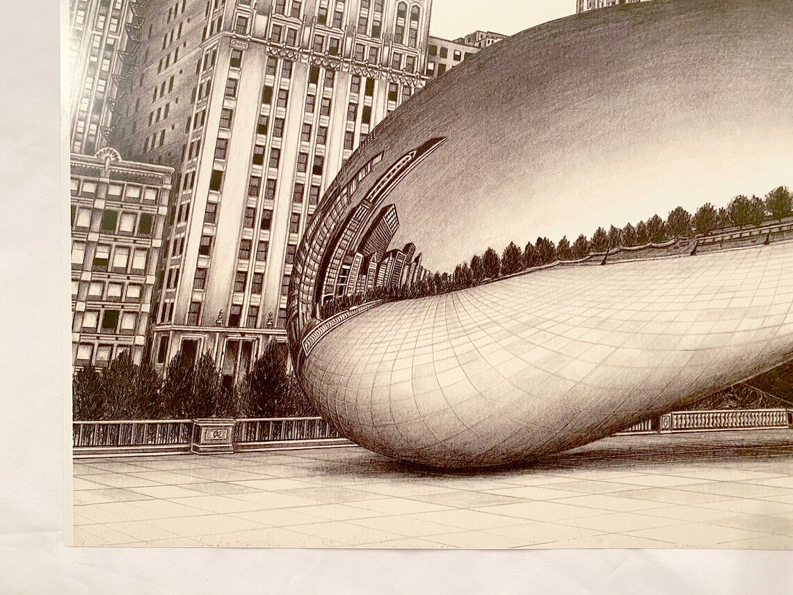 The Bean (cloud Gate) Drawing, Direct From the Artist. Print Size: 18 X ...