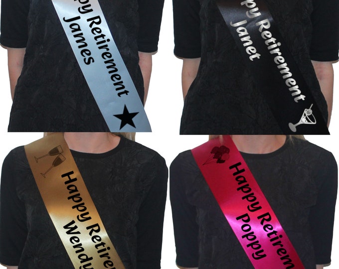 Personalised Retirement Sash Funny Accessory Party Pension Leaving Gift ...