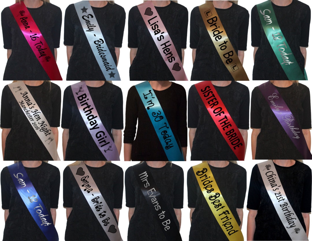 Personalised Hen Party Sash / Birthday Sashes / Hen Night Do Accessory ...