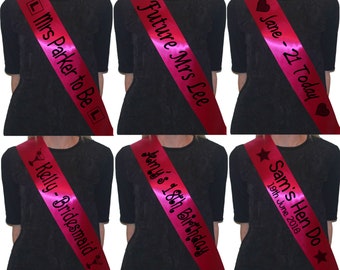 Personalised Hen Party Sash / Birthday Sashes / Hen Night Do - Etsy UK