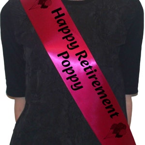 Personalised Retirement Sash Funny Accessory Party Pension Leaving Gift ...