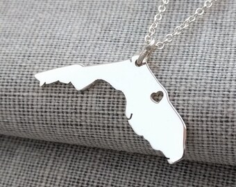 FL State Charm Necklace,florida State Necklace,state Shaped Necklace ...