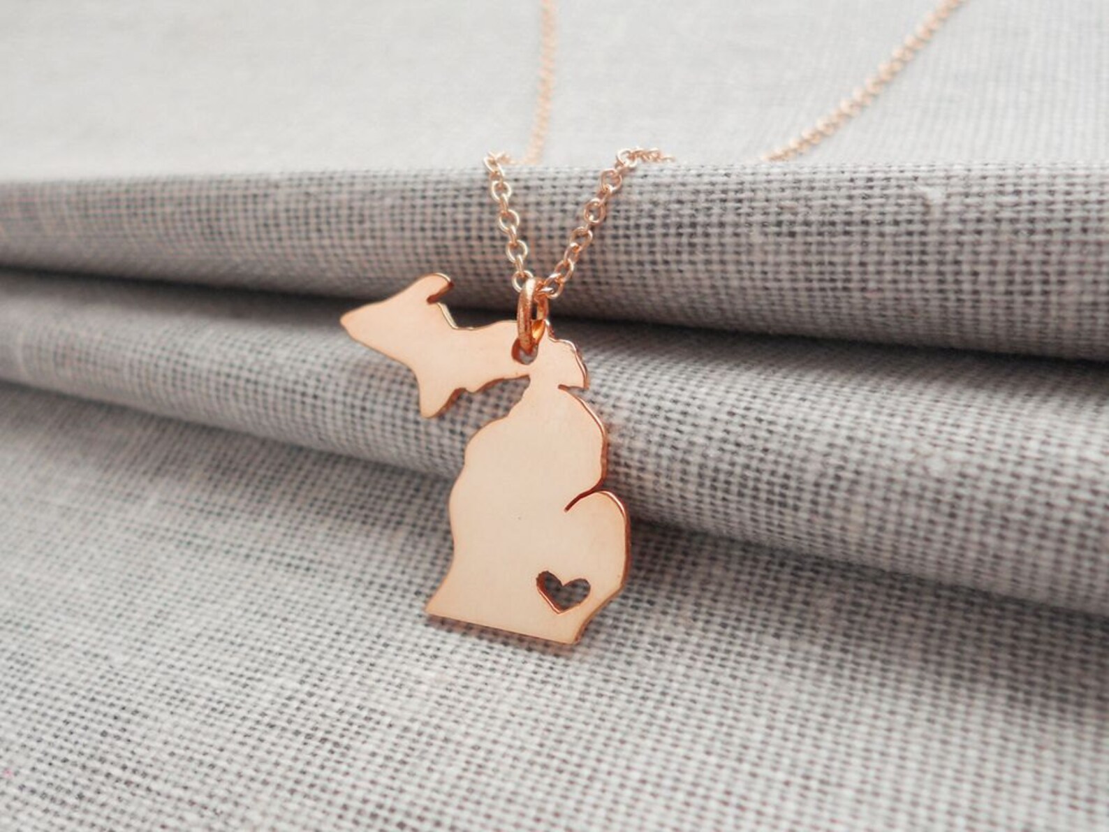 Michigan State Necklace Silver,mi State Necklace,michigan State Shaped ...
