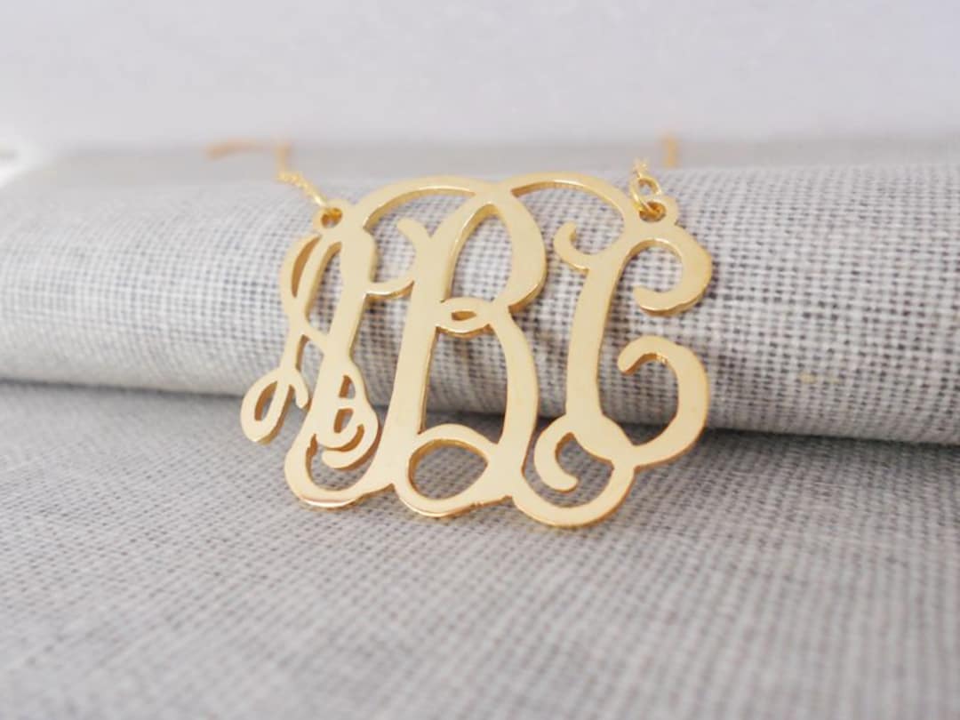Gold Monogram Necklace,gold Monogrammed Initial Necklace,celebrity ...