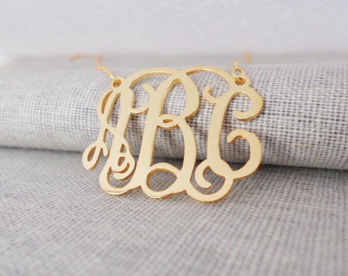 Silver Monogram Necklace,silver Initial Necklace,sterling Silver ...