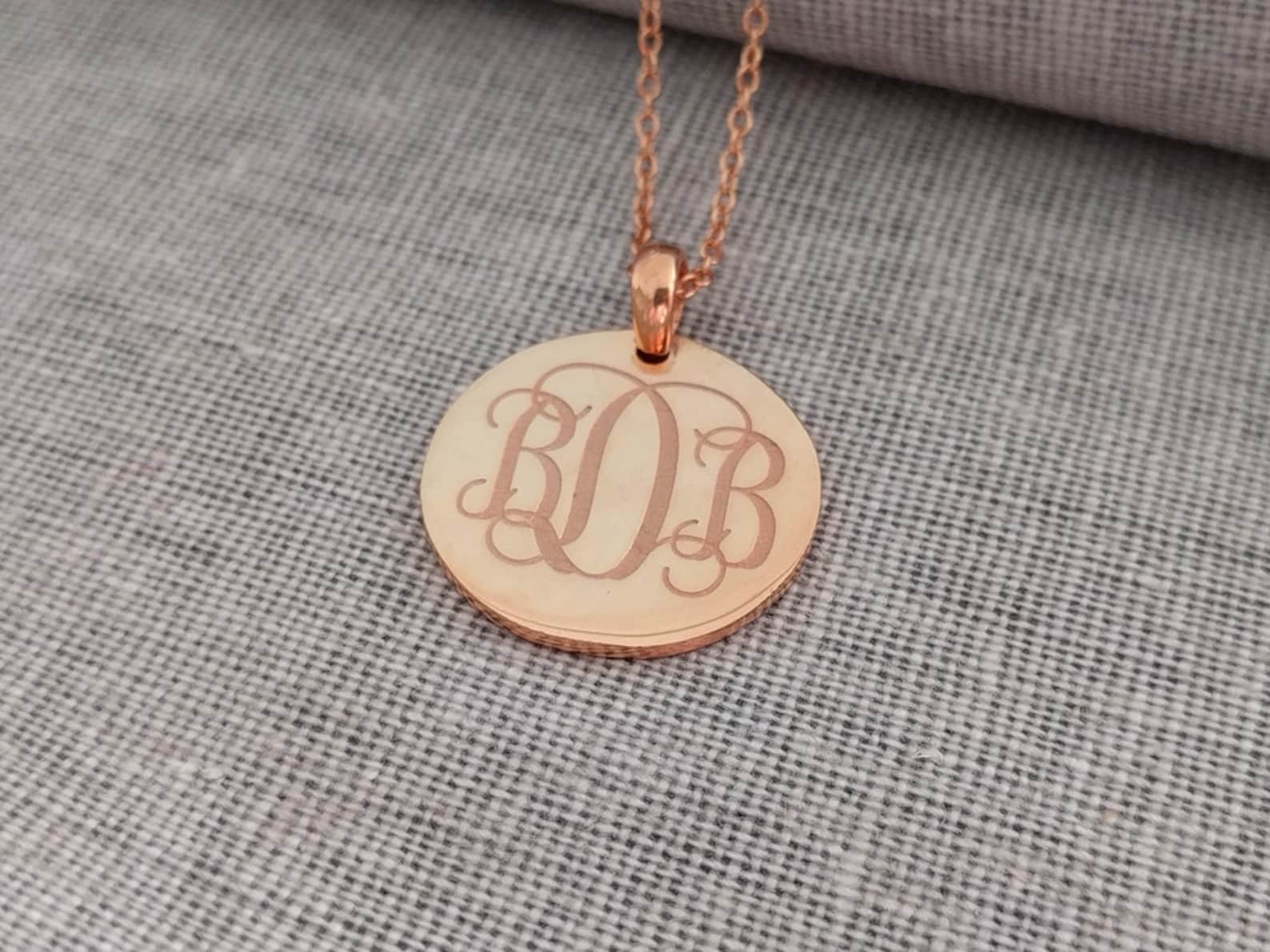 Personalized Disc Necklace,rose Gold Monogram Initial Disc Necklace ...