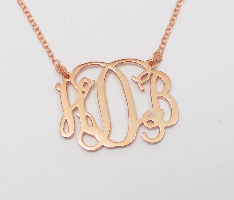 Rose Gold Monogram Necklace personalized Necklace1.5 Inch - Etsy