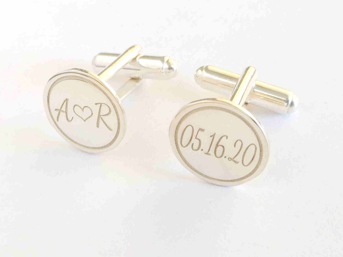 Personalized Wedding Cufflinks,custom Wedding Initials Cufflinks,silver ...