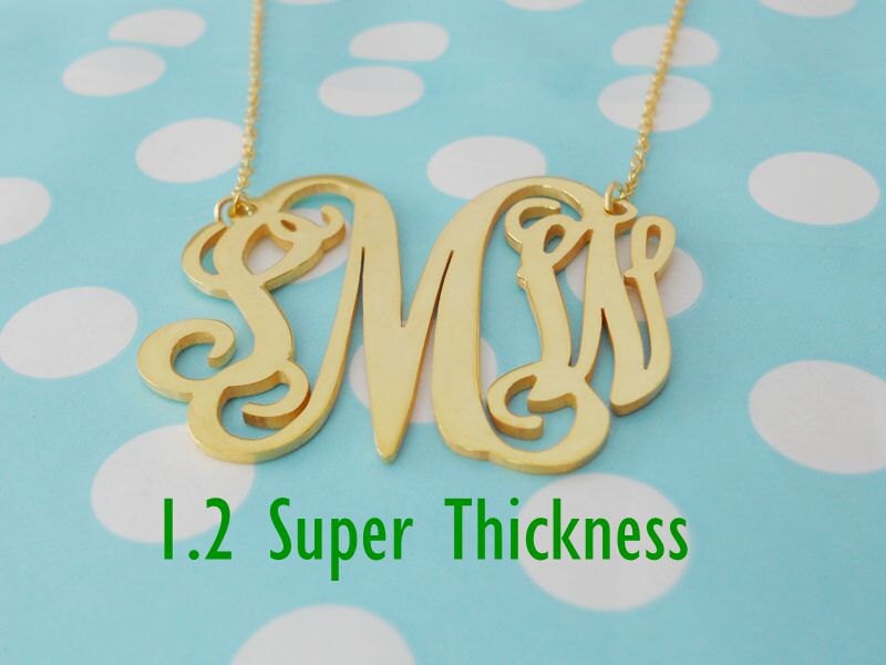 2 Inch Monogram Necklacegold Monogram Necklace3 Initial - Etsy