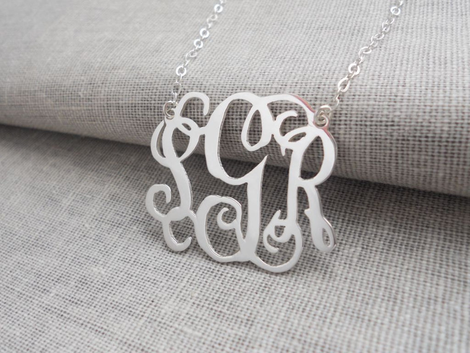 3 Initials Monogram Necklacerose Gold Necklace - Etsy