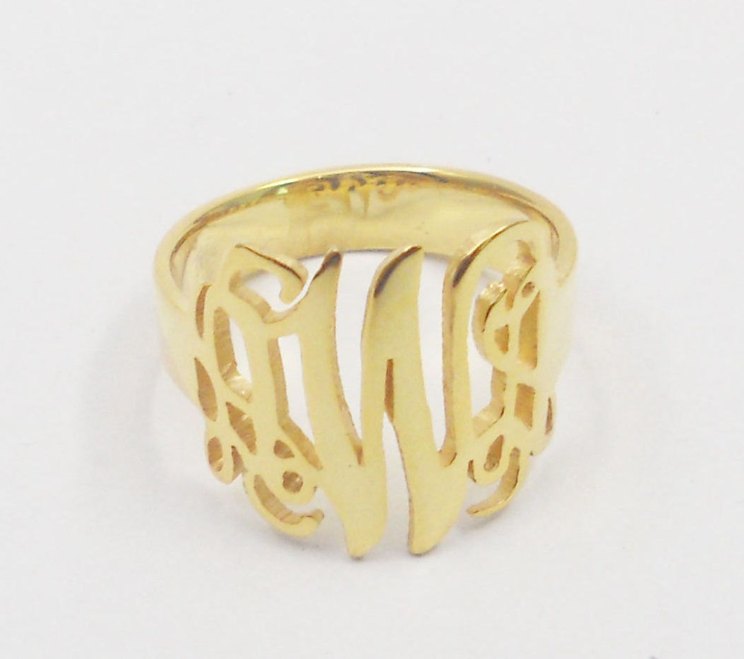 Gold Monogram Ring, Monogram Ring Initial,silver Monogram Ring ...