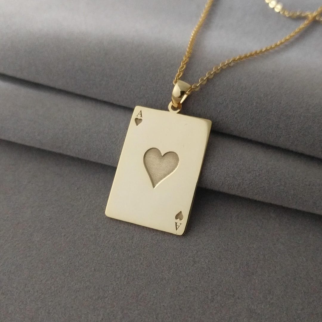 Ace of Hearts Playing Card Necklace, Custom Any Poker Necklace ...