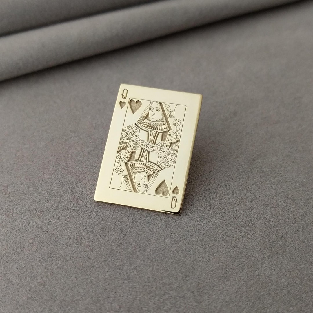 Queen of Hearts Lapel Pin, Personalized Playing Card Lapel Pin, Any ...