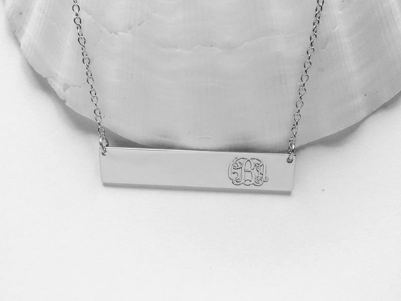 Initial Monogram Bar Necklace Rose Goldmonogram Bar | Etsy