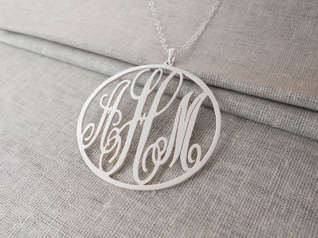 3 Initial Monogram Necklace,silver Circle Monogram Necklace,three ...