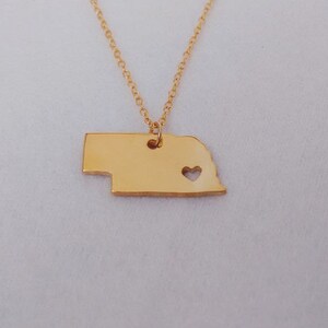 State of Nebraska Necklace Gold Plate,ne State Shaped Necklace With A ...
