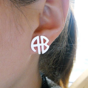 Monogram Stud Earrings,monogram Block Earrings,personalized Monogram ...